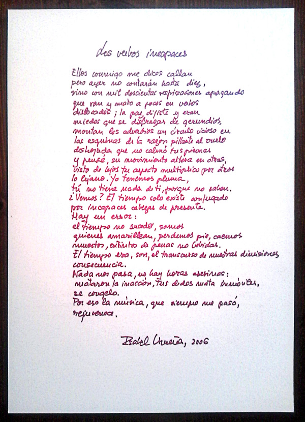 «Los verbos incapaces», un poema de Isabel Urueña – TAM-TAM PRESS